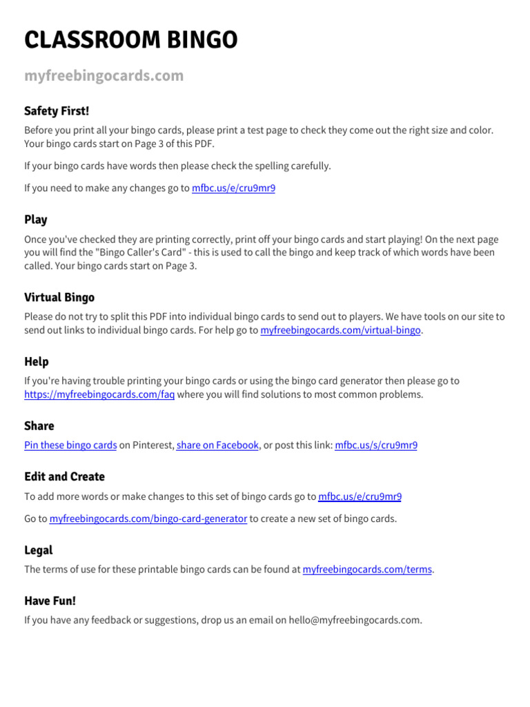 Unit 13 - TH Bingo Cards | PDF