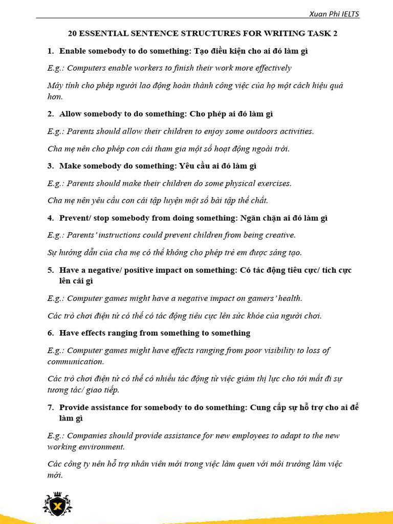 20 Sentence Structures | PDF