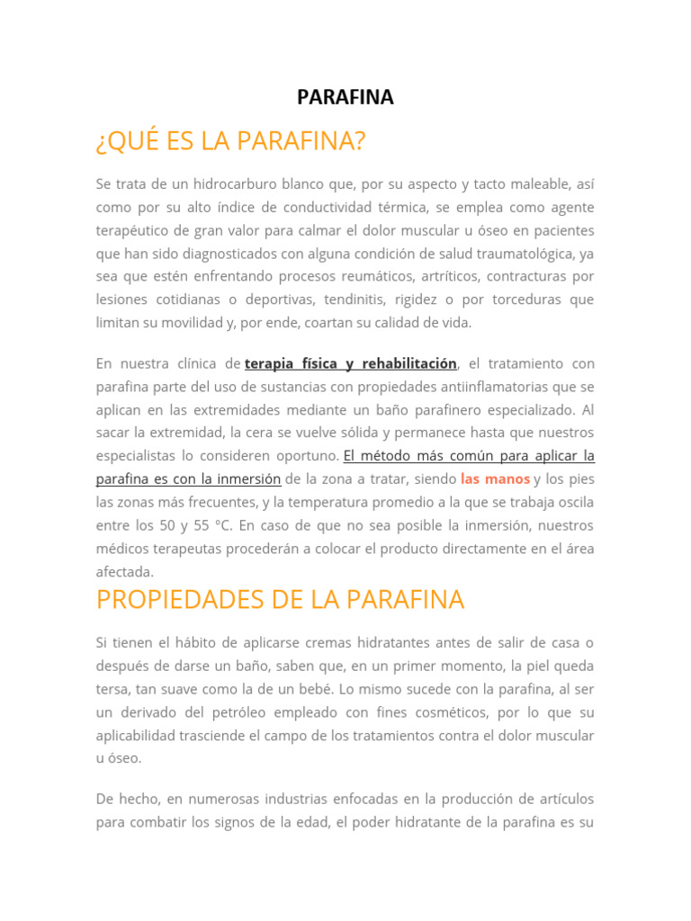 PARAFINA | PDF | Dolor | Medicina CLINICA