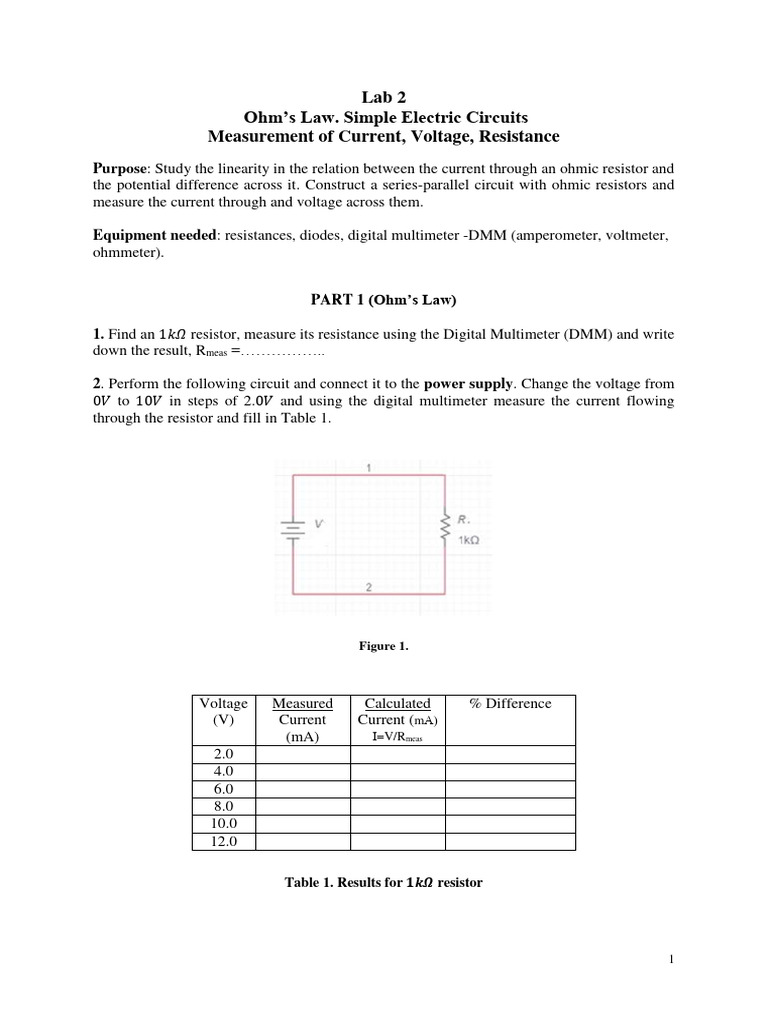 Lab 3 | PDF | Electrical Resistance And Conductance | Voltage