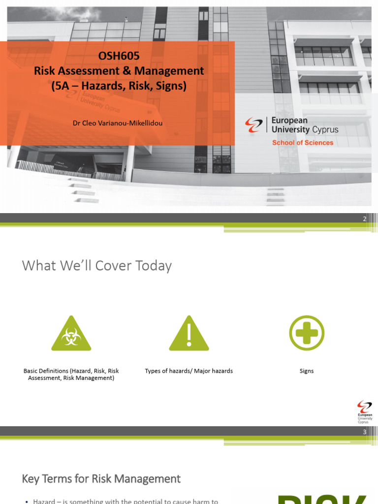 OSH605 - 5A Hazards, Risk, Signs - 2023 | PDF | Risk | Hazards