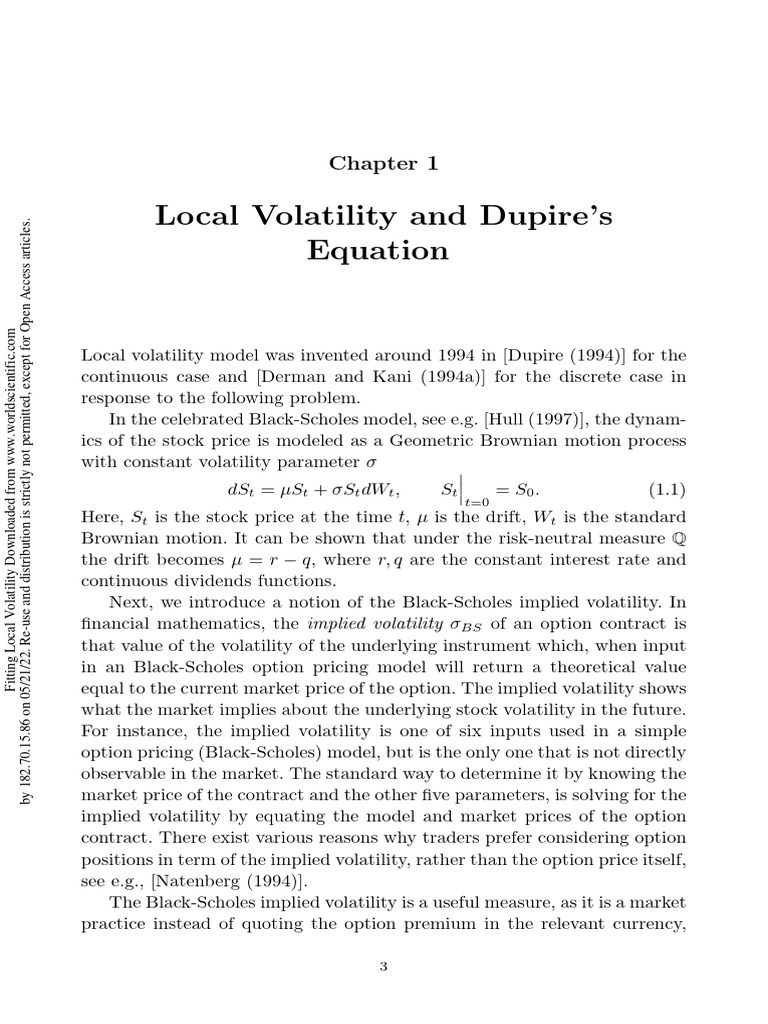 Dupire Local Vol Derivation | PDF | Black–Scholes Model | Volatility (Finance)