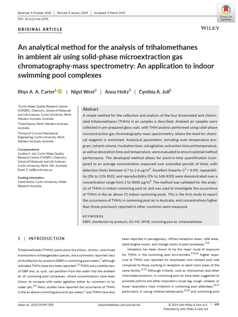 An Analytical Method For The Analysis of Trihalomethanes in Ambient Air Using Solid Phase ...