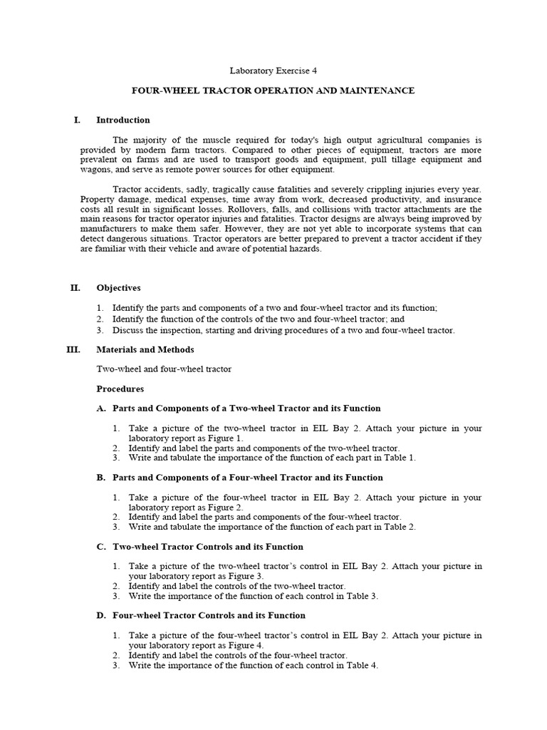 Agricultural and Biosystems Power Engineering Laboratory Four Wheel and ...