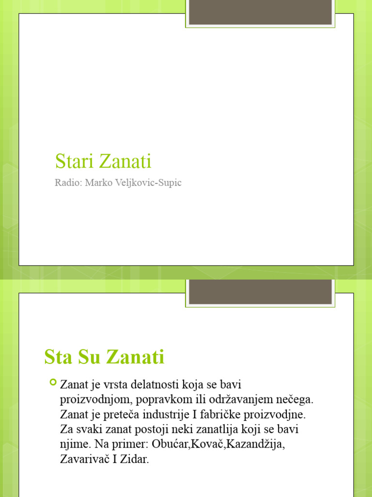 Stari Zanati | PDF