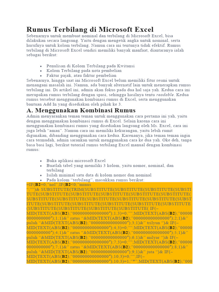 Rumus Terbilang Di Microsoft Excel | PDF | Karier & Perkembangan | Metode & Bahan Ajar