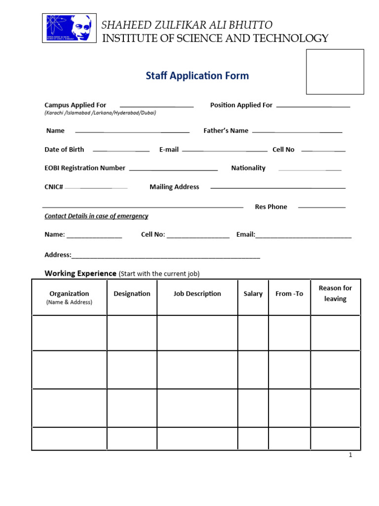 Staff Application Form | Download Free PDF | Employment | Labor