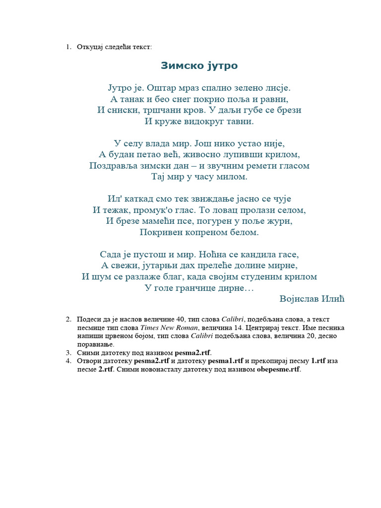 Word Pad Vezba 7 | PDF