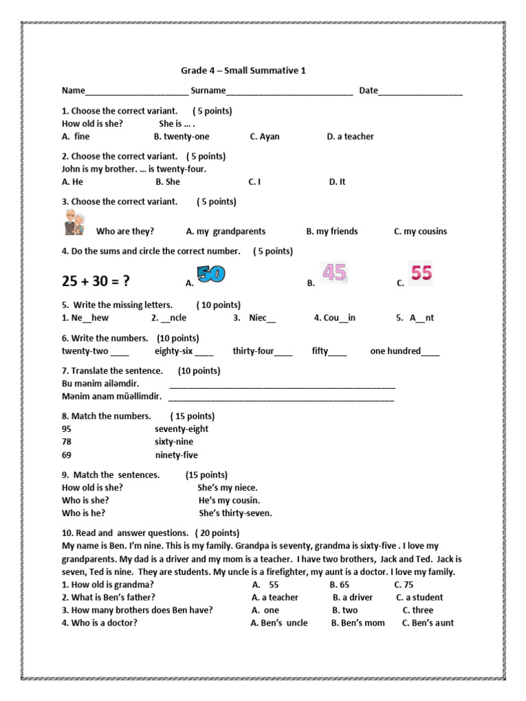 Grade 4 Small Summative Test 1 | PDF
