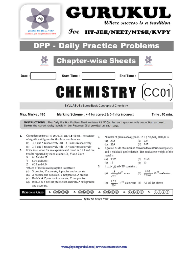 CH 01 Basic Concepts of Chemistry | PDF | Mole (Unit) | Chemical Compounds