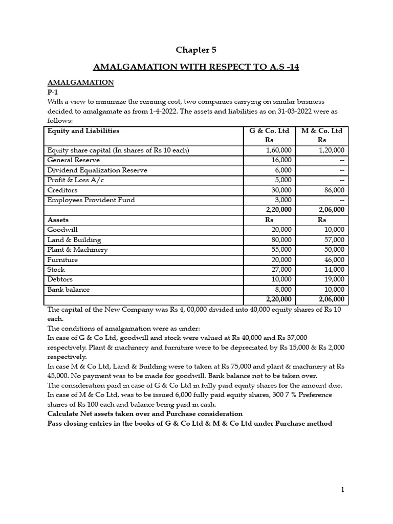 Amalgamation Accounting Methods Explained | PDF | Book Value | Stocks
