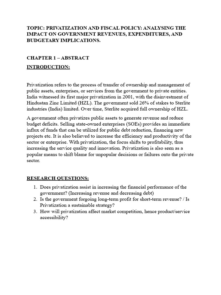 Privatization of Public Assets - Rough-1 | PDF | Privatization | State Owned Enterprise
