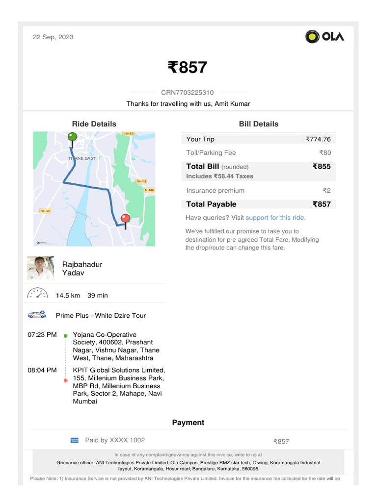 Ola 857 | PDF | Invoice | Payments