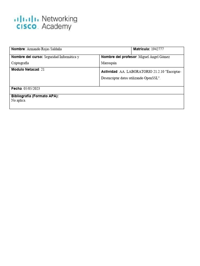 Cifrado y Descifrado con OpenSSL AES-256 | PDF | Transport Layer Security | Cifrado