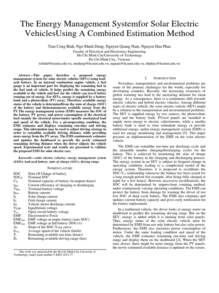 Solar EV Energy Management System | PDF | Photovoltaics | Electric Vehicle