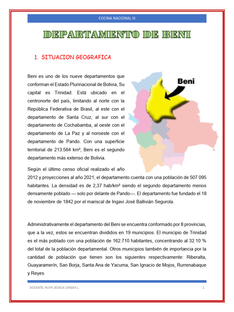 Introduccion Al Departamento de Beni | PDF | Ciencias de la Tierra