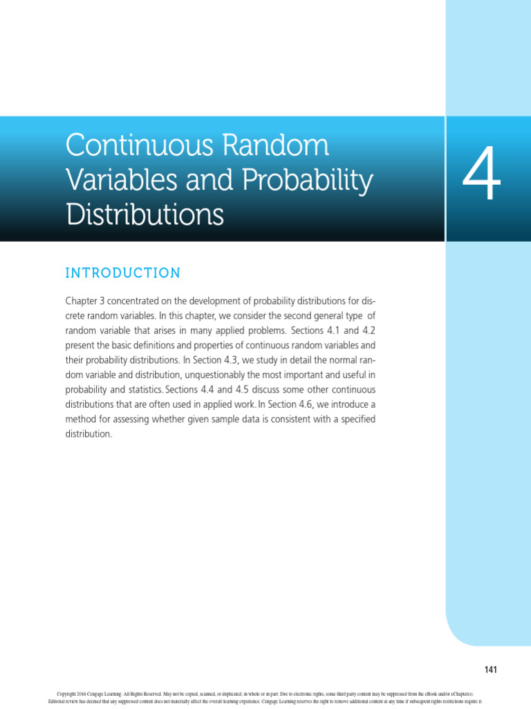 Chapter 4 Maths | PDF | Probability Distribution | Probability Density Function