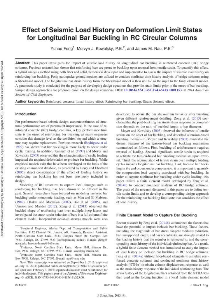 Effect of Seismic Load History On Deformation Limit States For ...