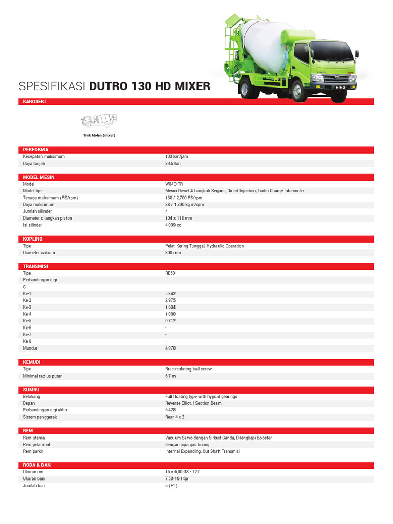 Hino Dutro 130 HD MIXER | PDF