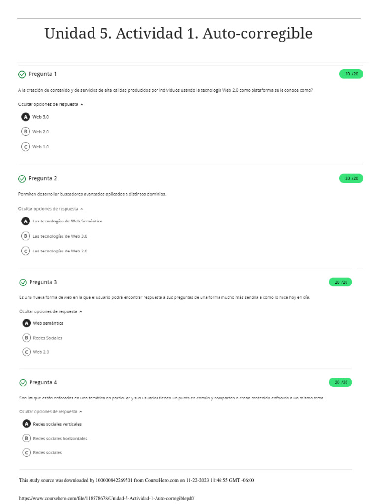 Unidad 5. Actividad 1. Auto Corregible PDF | PDF | Computers