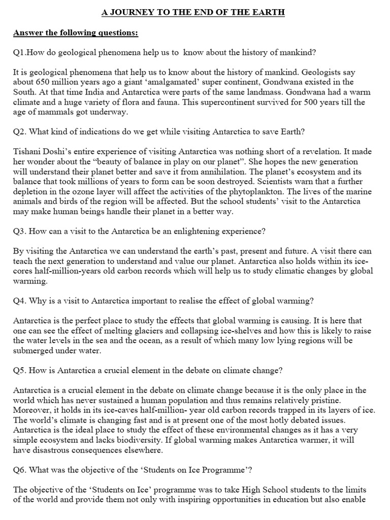 Journey To The End of The Earth | PDF | Antarctica | Climate Change