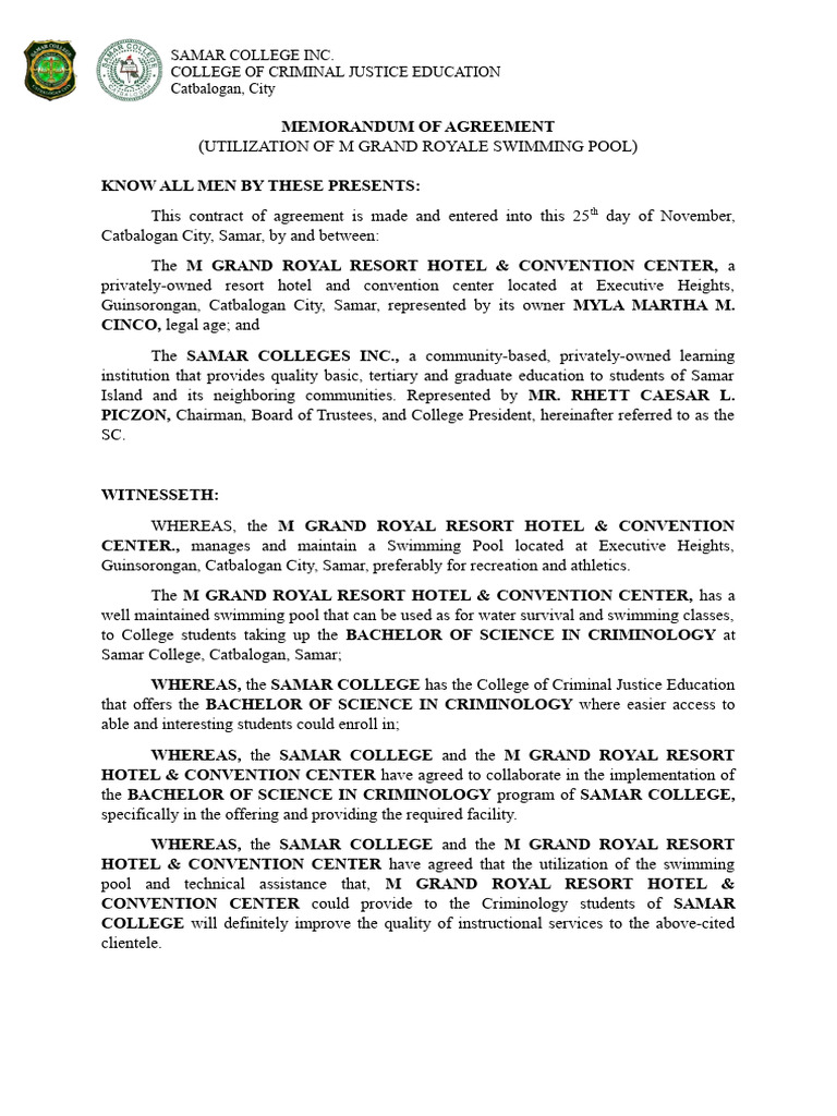 Memorandum of Agreement | PDF | Justice | Crime & Violence