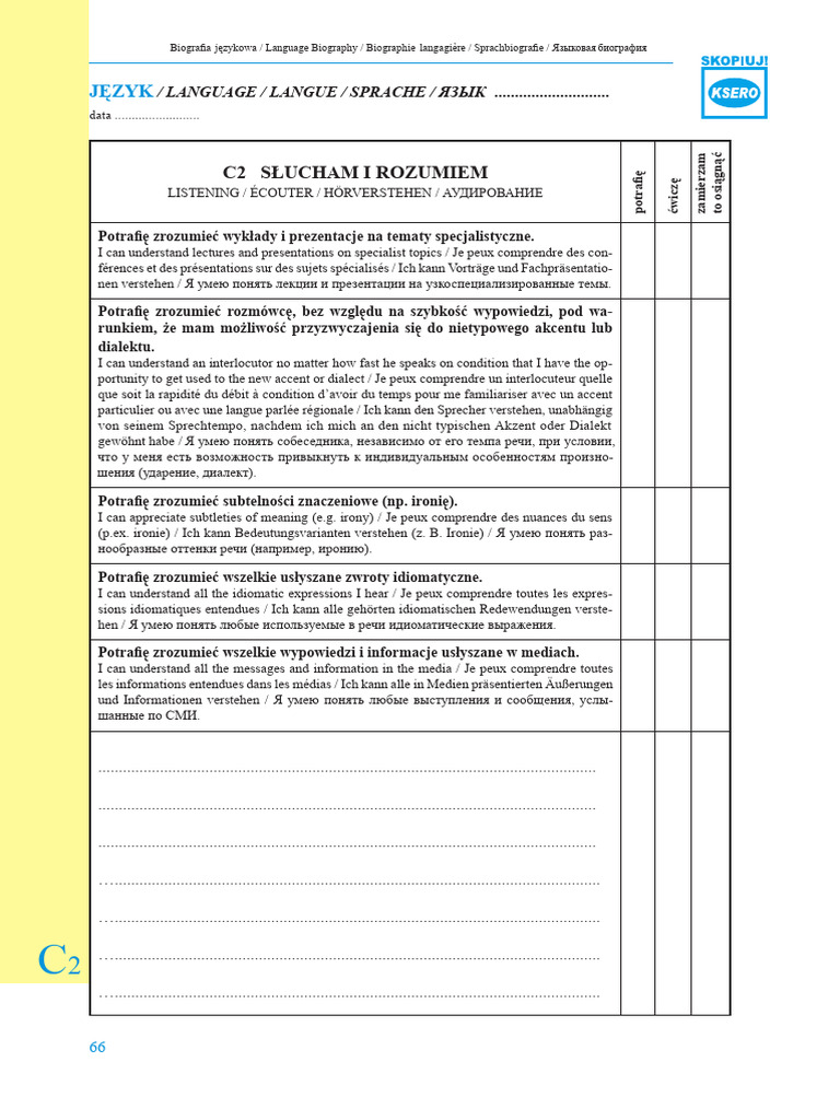 Lista-Umiejtnoci c2 | PDF