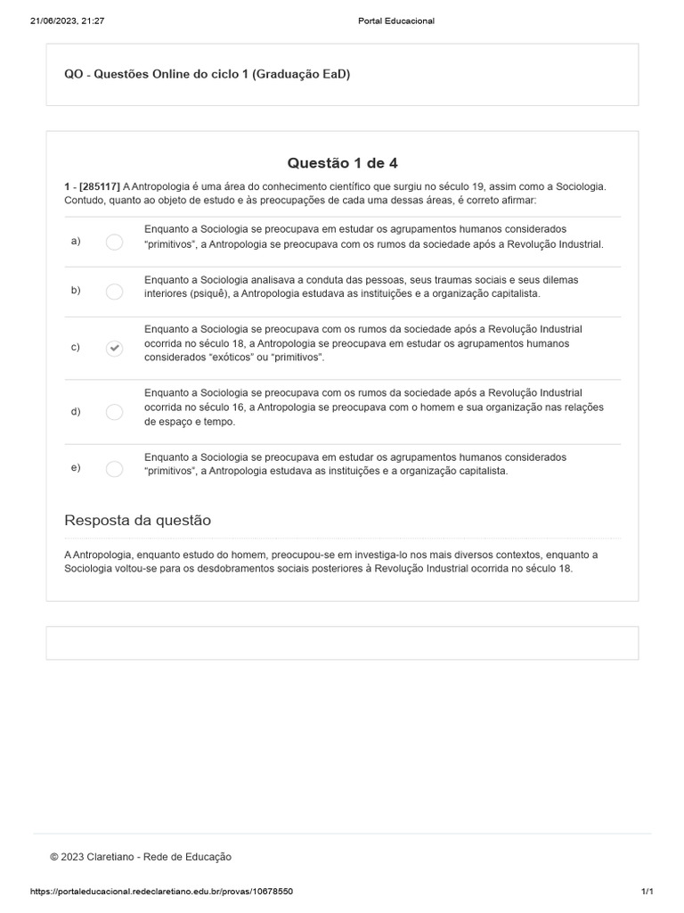 Antropologia Ciclos 1 2 3e4 | PDF | Liberdade | Ensino Superior