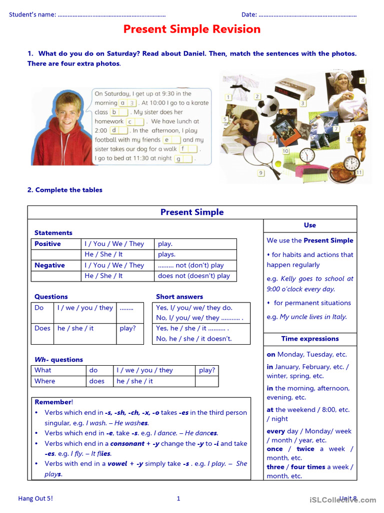 The Present Simple Revision | PDF | Syntax | Grammar