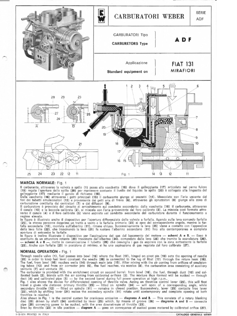 Carburatori Weber 32 Adf | PDF