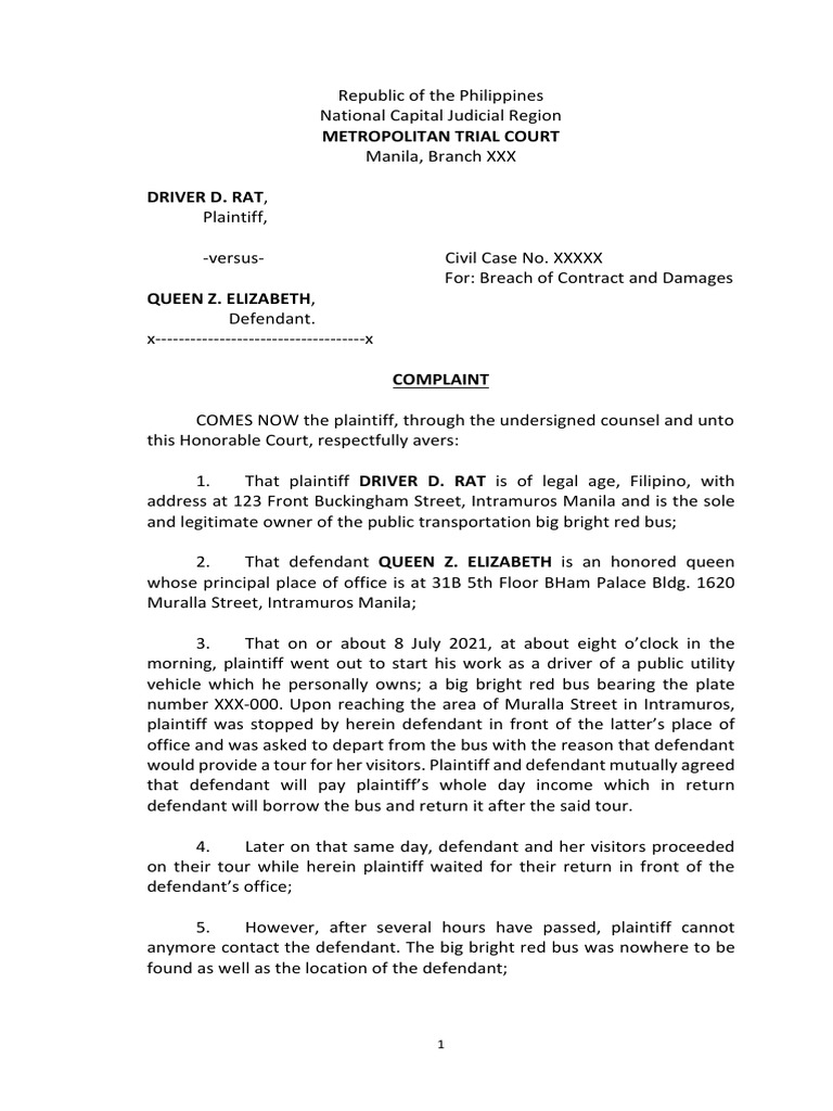 Civil Complaint - Peppa Pig | PDF | Damages | Lawsuit