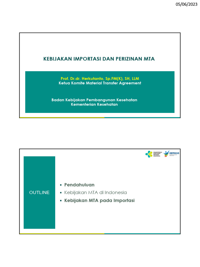 Kebijakan Importasi Dan Mta | PDF | Health Care | Clinical Medicine
