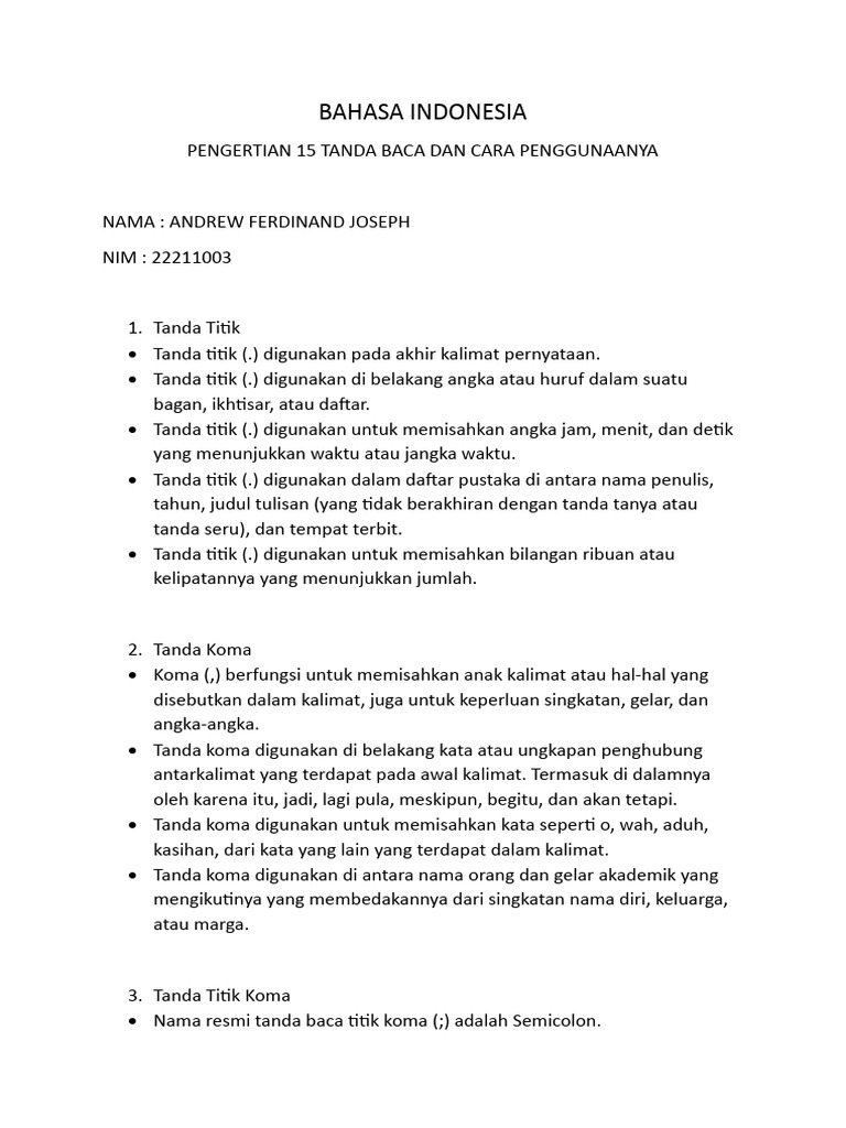 Panduan Lengkap Tanda Baca | PDF | Kajian Bahasa Asing