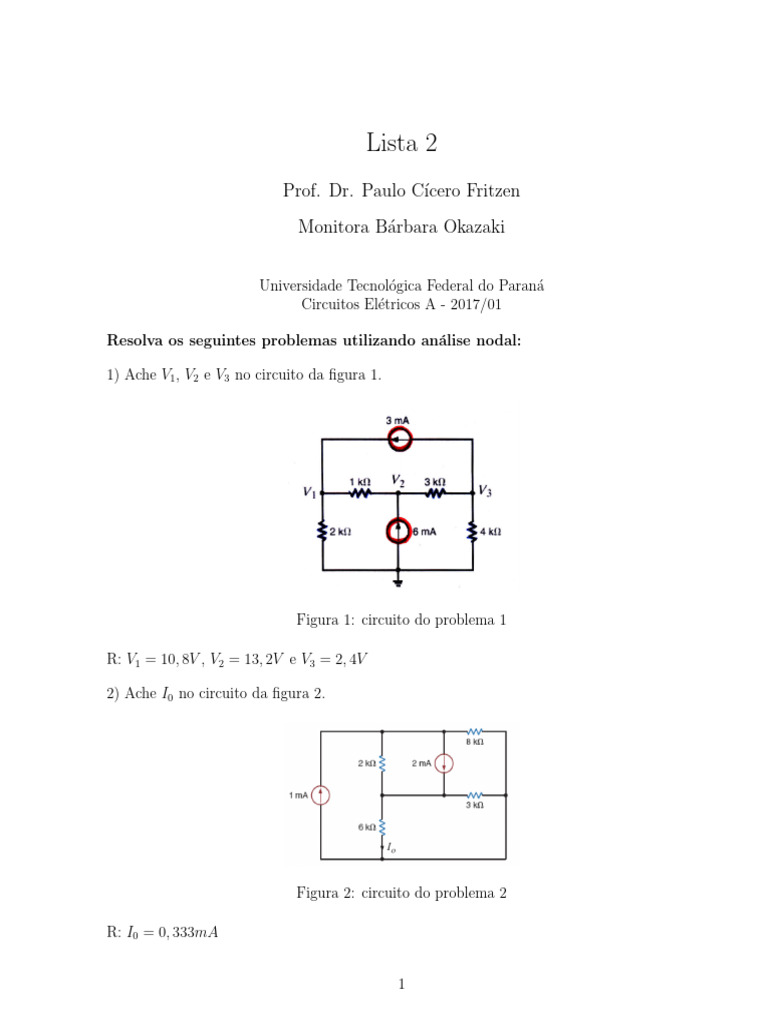Lista 2 FIXACAO Circuitos A | PDF | Xadrez | Engenharia Elétrica