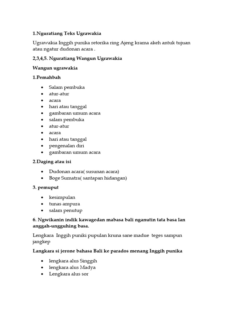 Contoh Teks Ugrawakia Bahasa Bali | PDF