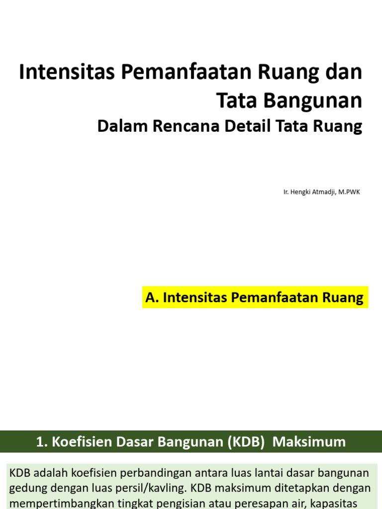 Intensitas Pemanfaatan Ruang dan KDB | PDF