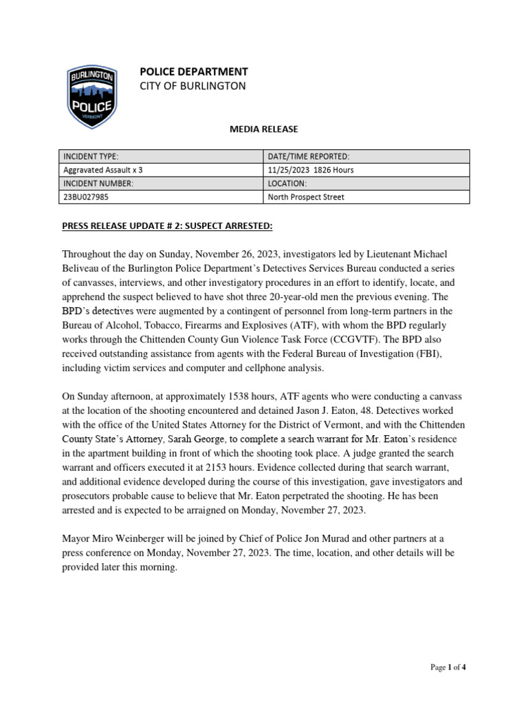2023 01127 Shooting Suspect Arrested | PDF | Police | Bureau Of Alcohol