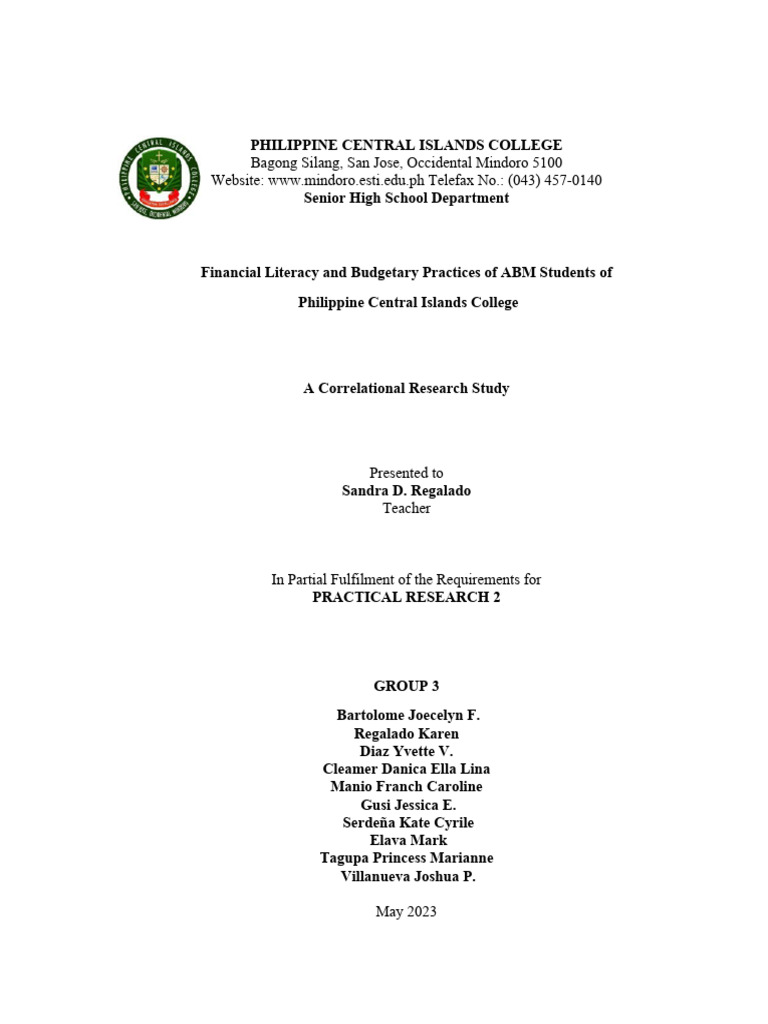 Financial Literacy and Budgetary Practices of The ABM Students of | PDF ...