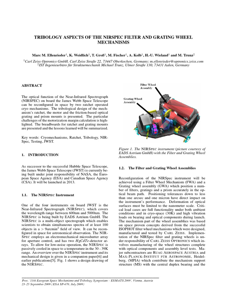 17 - NIRSPEC Filter and GRATING Wheel Mechanisms | PDF | Torque ...