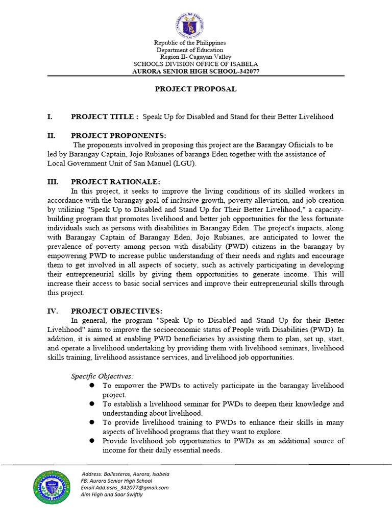Project Proposal Template | PDF | Disability | Poverty
