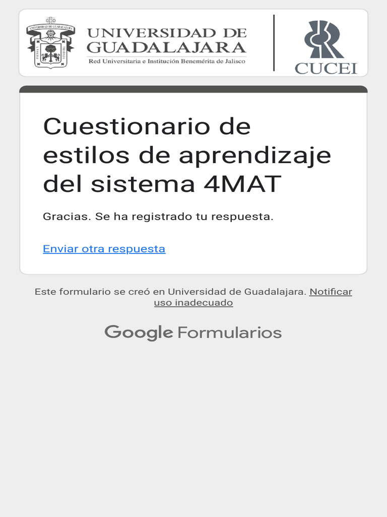 Cuestionario de Estilos de Aprendizaje Del Sistema 4MAT | PDF