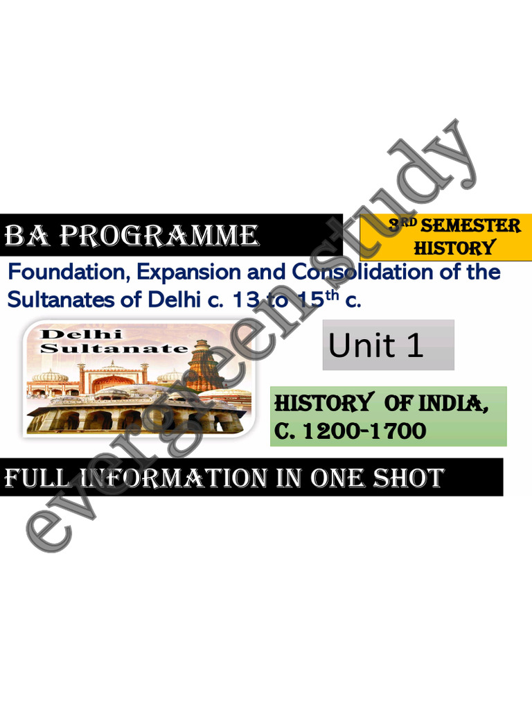 Ba Programme 3 Semester History Chapter 1 Delhi Sultanate Part 1 | PDF ...