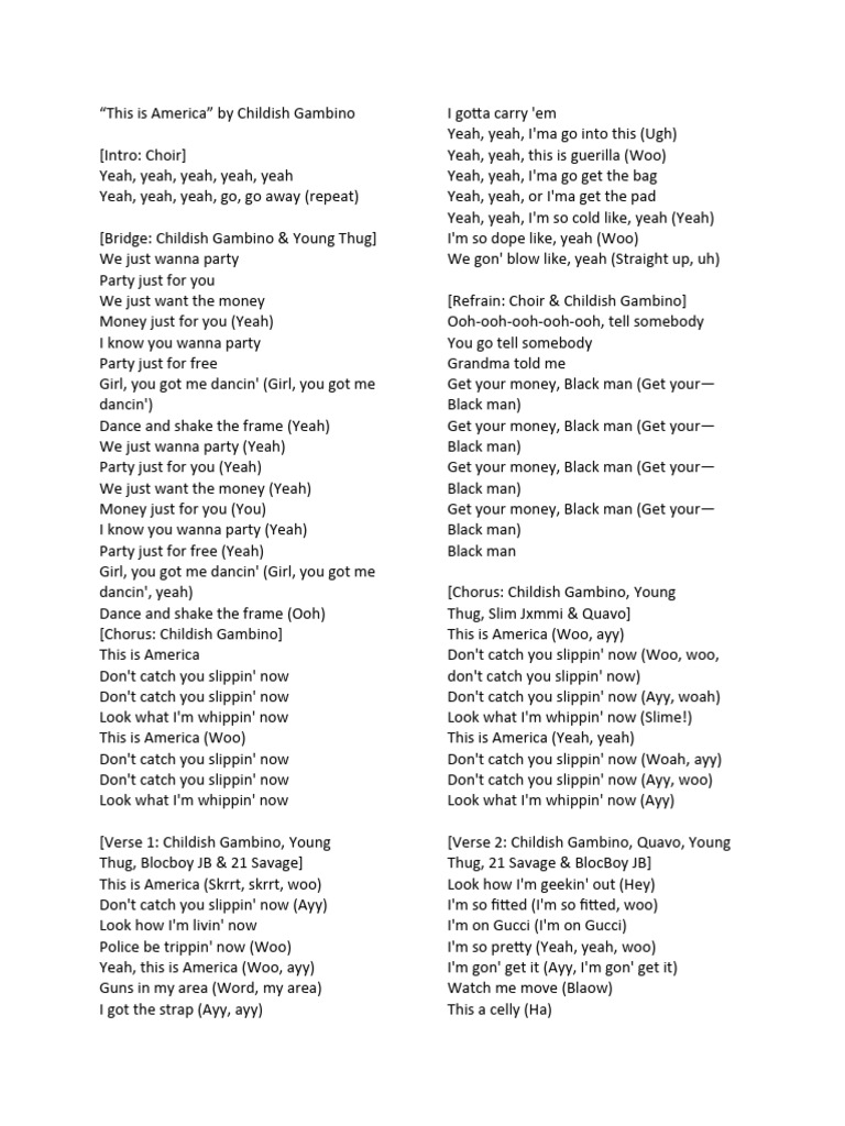 This Is America | PDF | Oral Literature | Popular Music