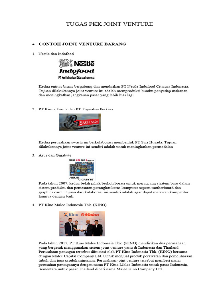 Contoh Joint Venture di Indonesia | PDF | Bisnis