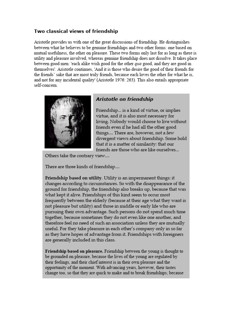 Aristotle and Cicero on Friendship Types | PDF | Friendship | Love