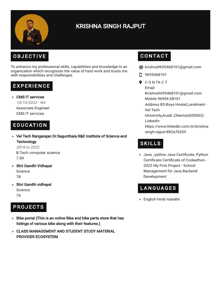 Krishna Singh Rajput: Contact Objective | PDF | Computing