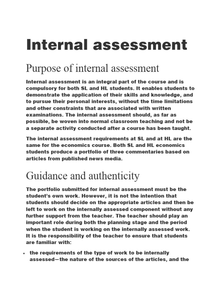 Internal Assessment | PDF | Teachers | Concept