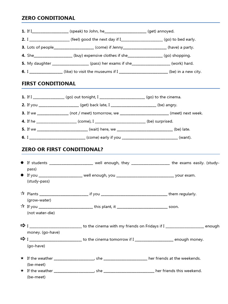 Zero - First - Second Conditional | PDF