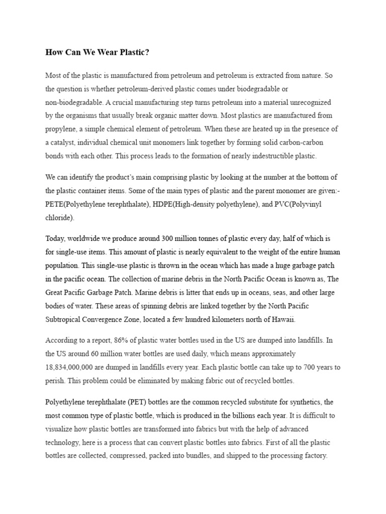 How Can We Wear Plastic | PDF | Plastic | Textiles