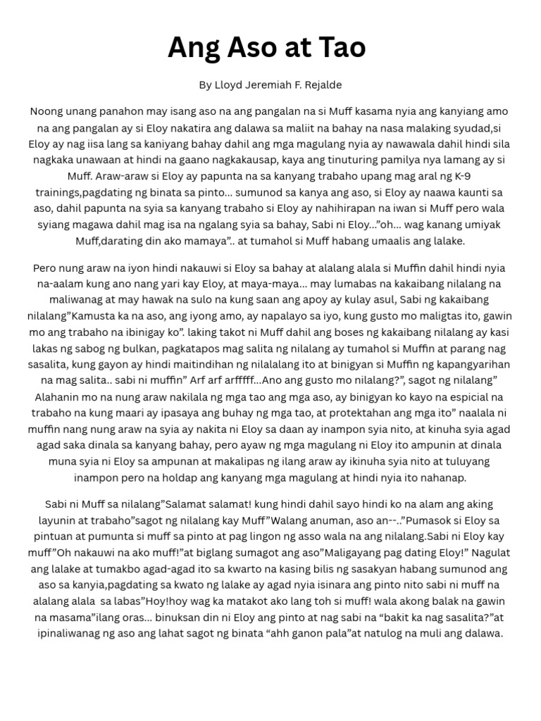 Ang Aso at Tao | PDF